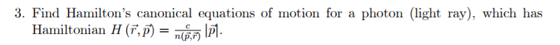 Solved Find Hamilton's canonical equations of motion for a | Chegg.com