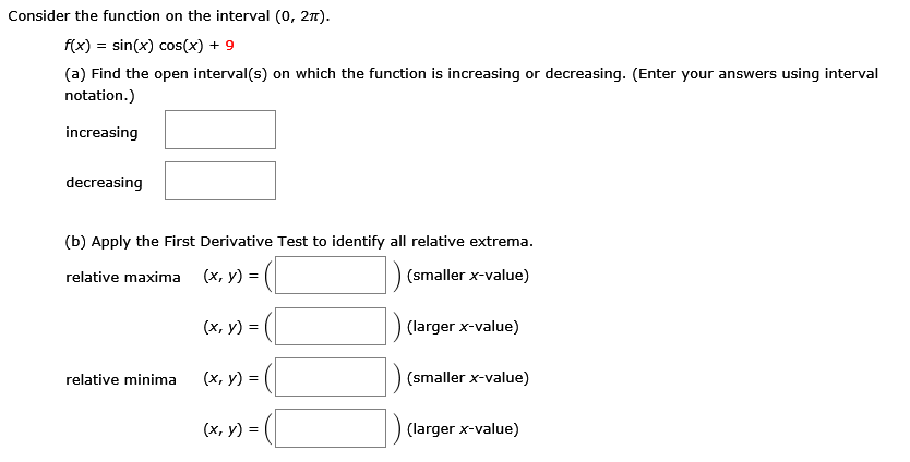 Solved Consider The Function On The Interval 0 2π X 3964