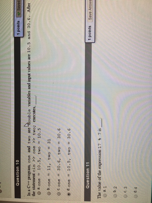 Solved In A C Program One And Two Are Double Variables 3583