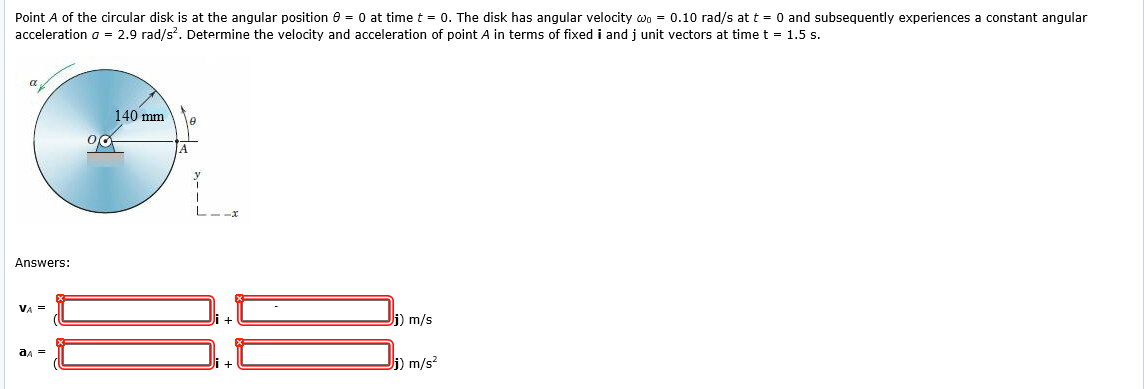 Solved Point A of the circular disk is at the angular | Chegg.com