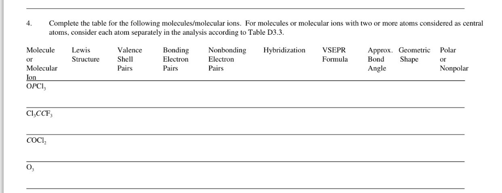 Solved 4 Complete the table for the following | Chegg.com
