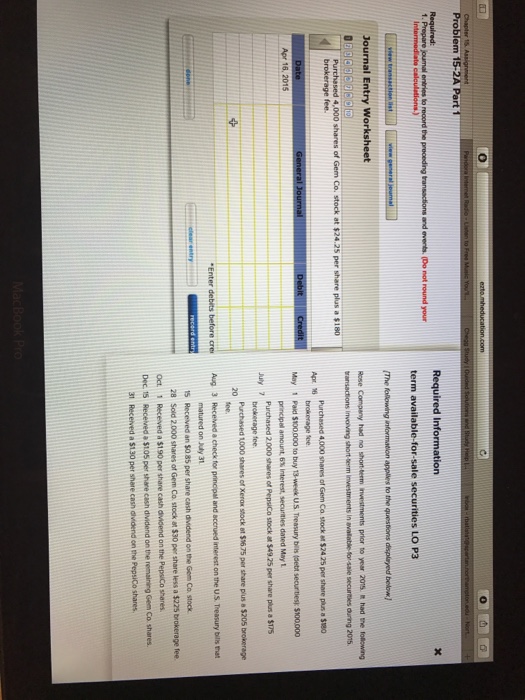Solved Chapter 15. Assignment blem 15-2A Part 1 Required | Chegg.com