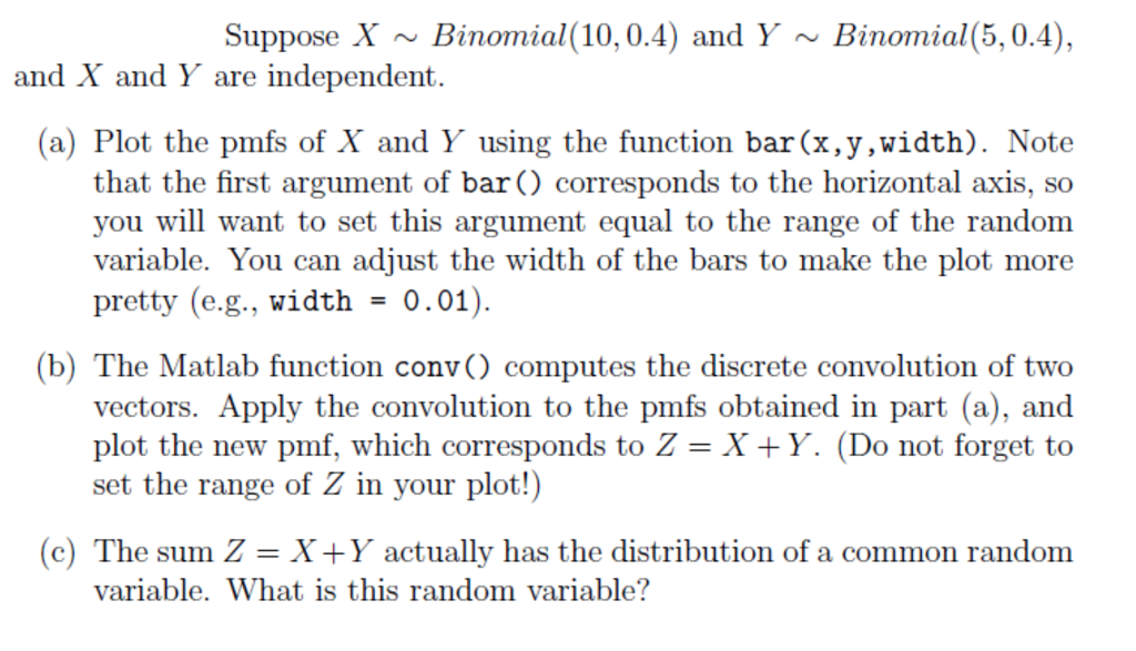 Suppose X ~Binomial (10, 0.4) and Y ~ | Chegg.com