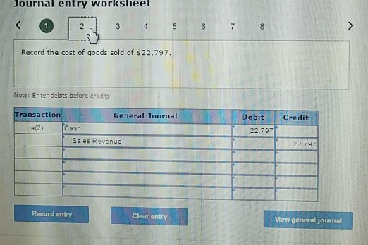 Solved Journal entry worksheet 6 Record the cash sales of | Chegg.com