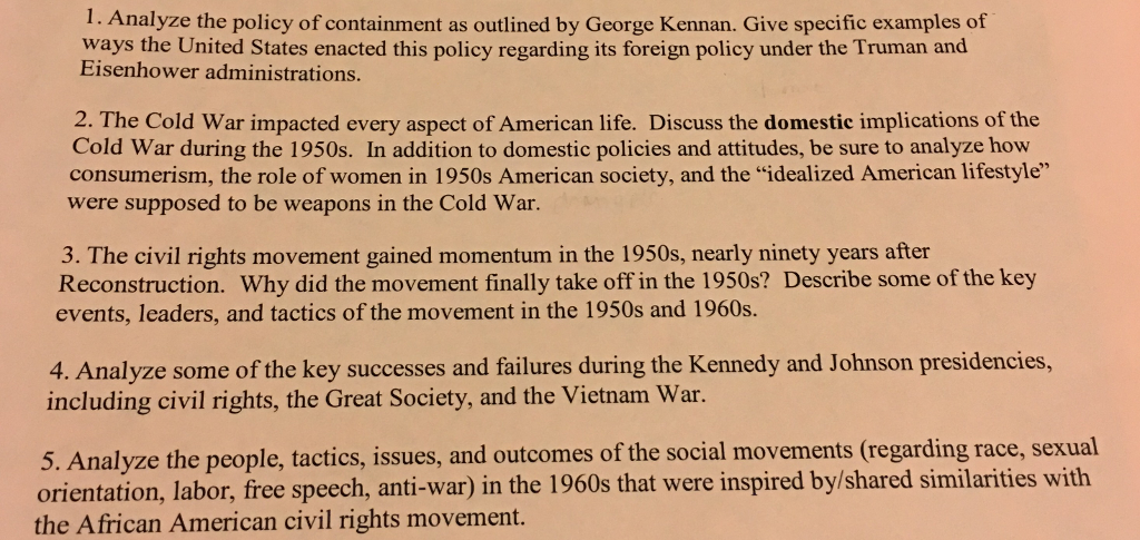 1. Analyze the policy of containment as outlined by | Chegg.com