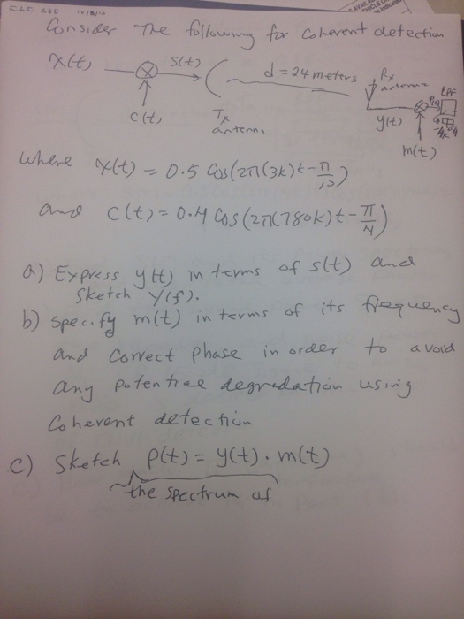 Consider the following for coherent detection Where | Chegg.com