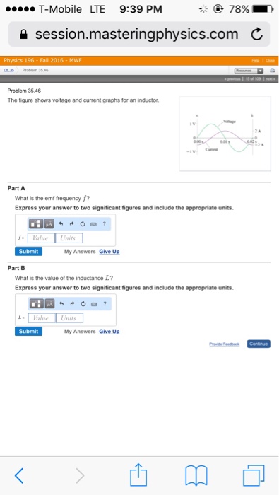 Solved The figure shows voltage and current graphs for an | Chegg.com