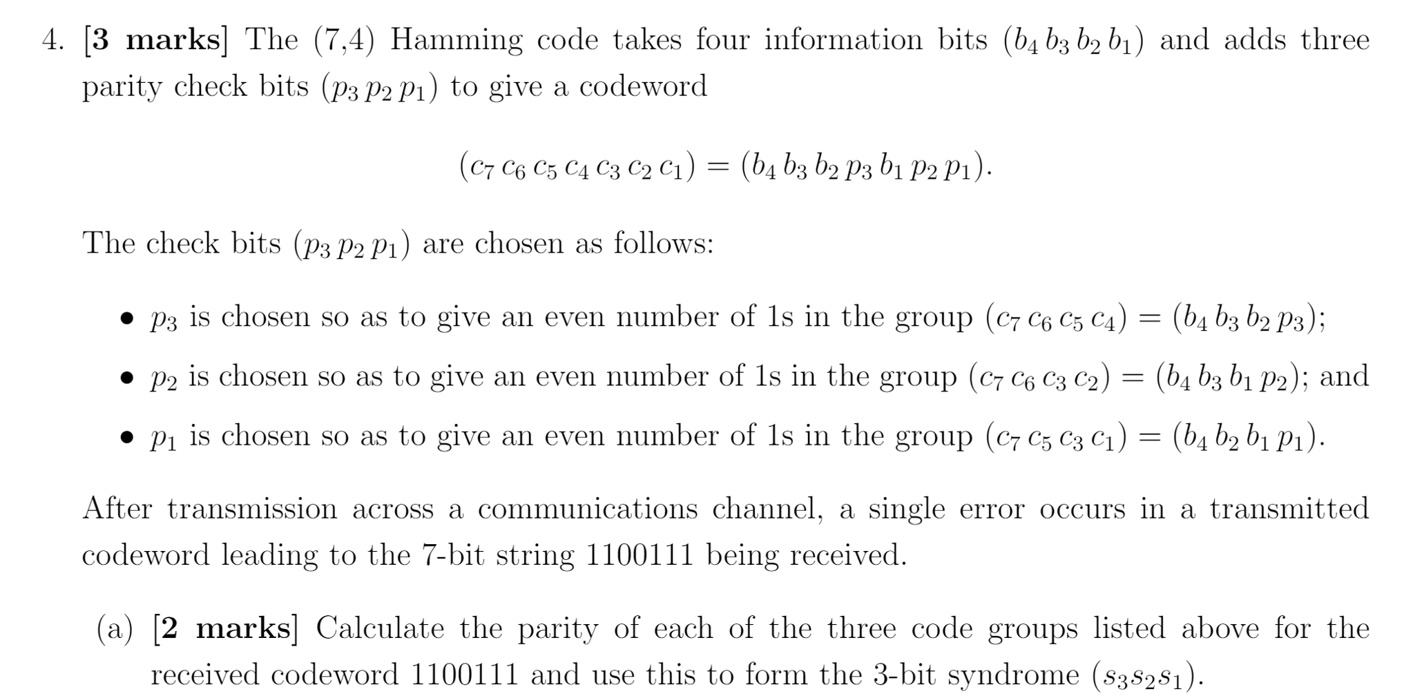 Solved What was the codeword that was transmitted? The (7, | Chegg.com