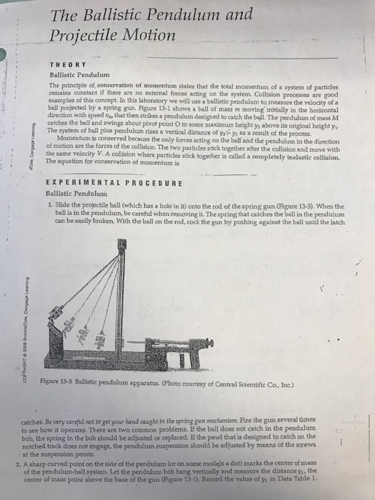 Solved The Ballistic Pendulum and Projectile Motion THEORY | Chegg.com