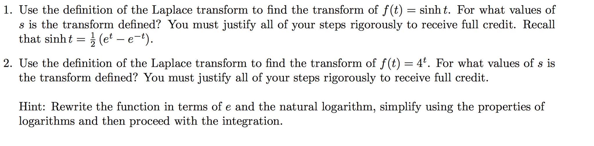 Solved Use the definition of the Laplace transform to find | Chegg.com