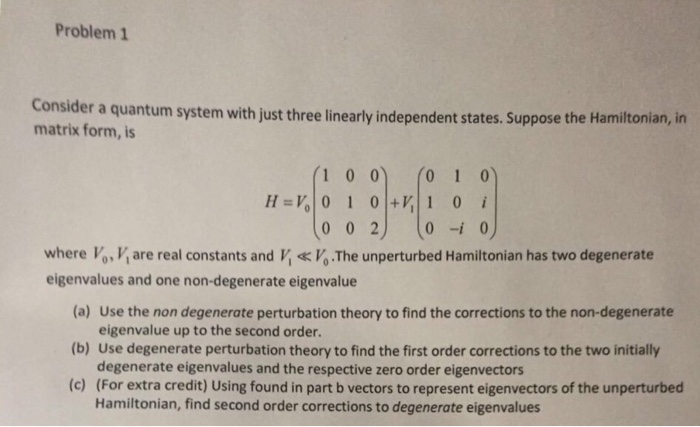 Solved Consider a quantum system with just three linearly | Chegg.com