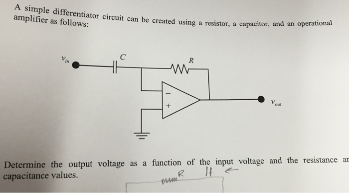 Solved A simple differentiator circuit can be created using | Chegg.com
