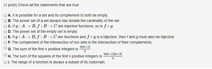 Solved (1 point) Check all the statements that are true: A. | Chegg.com