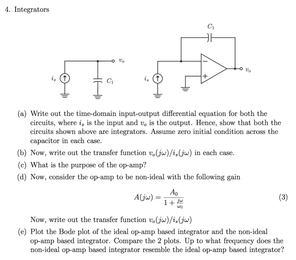 Solved 4. Integrators 0) (a) Write out the time-domain | Chegg.com
