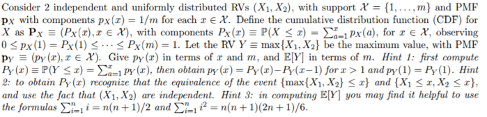 Solved Consider 2 independent and uniformly distributed RVs | Chegg.com