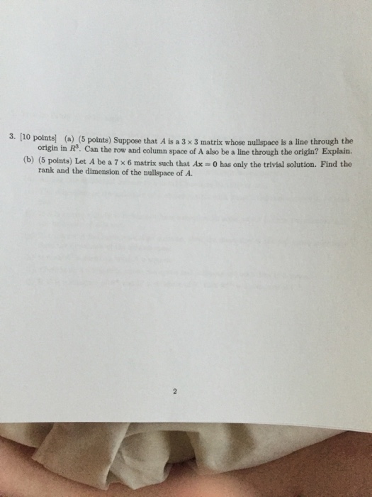 Solved Suppose that A is a 3 times 3 matrix whose nullspace | Chegg.com