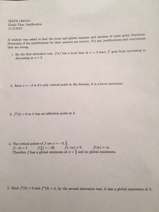Solved MATH 1300-011 Grade That Justification 11/3/2015 A | Chegg.com