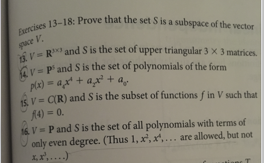 Solved 18: Prove that the set S is a subspace of the vector | Chegg.com
