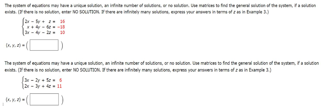 Solved The system of equations may have a unique solution, | Chegg.com