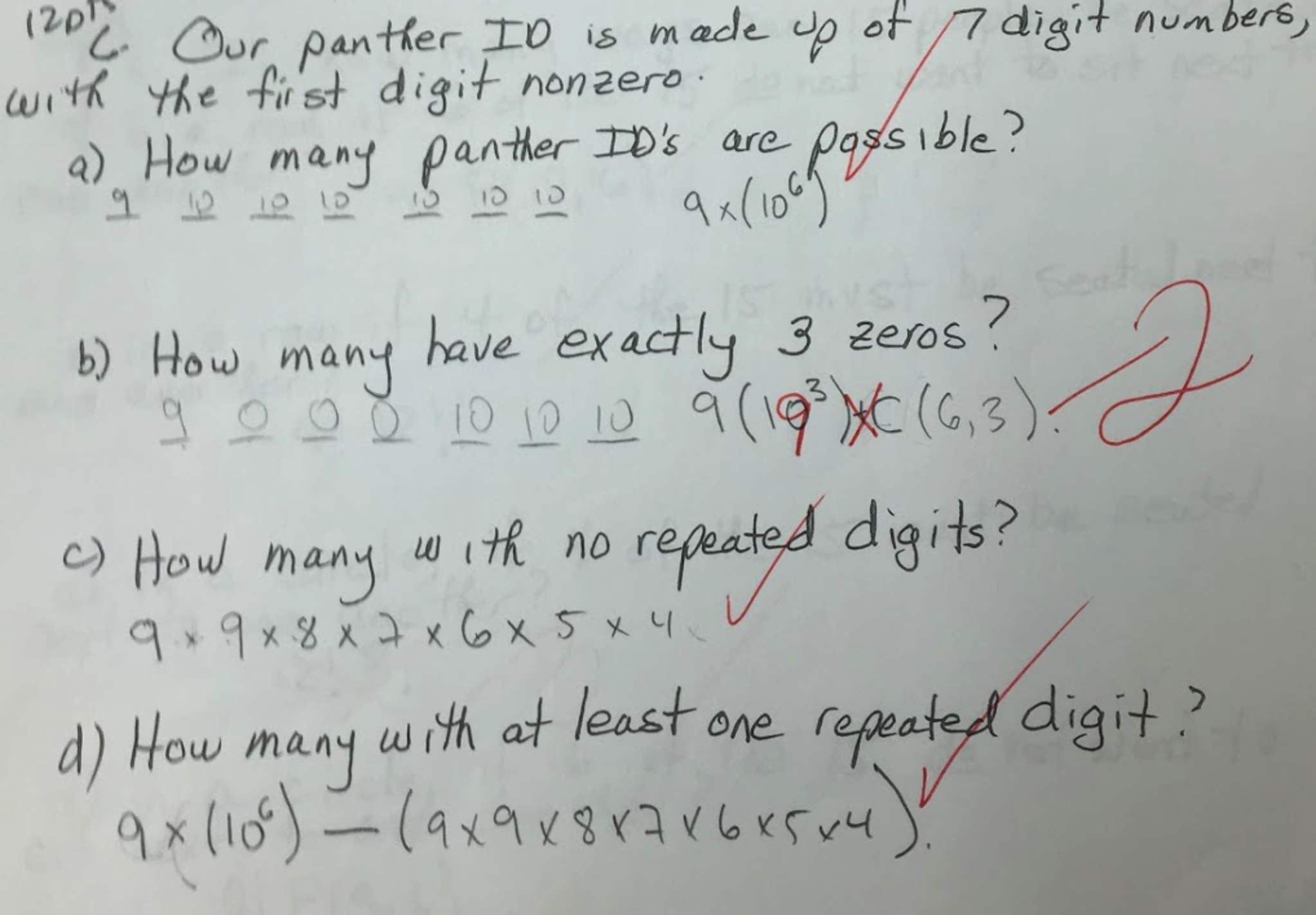 Solved Our Panther ID Is Made Up Of 7 Digit Numbers With Chegg