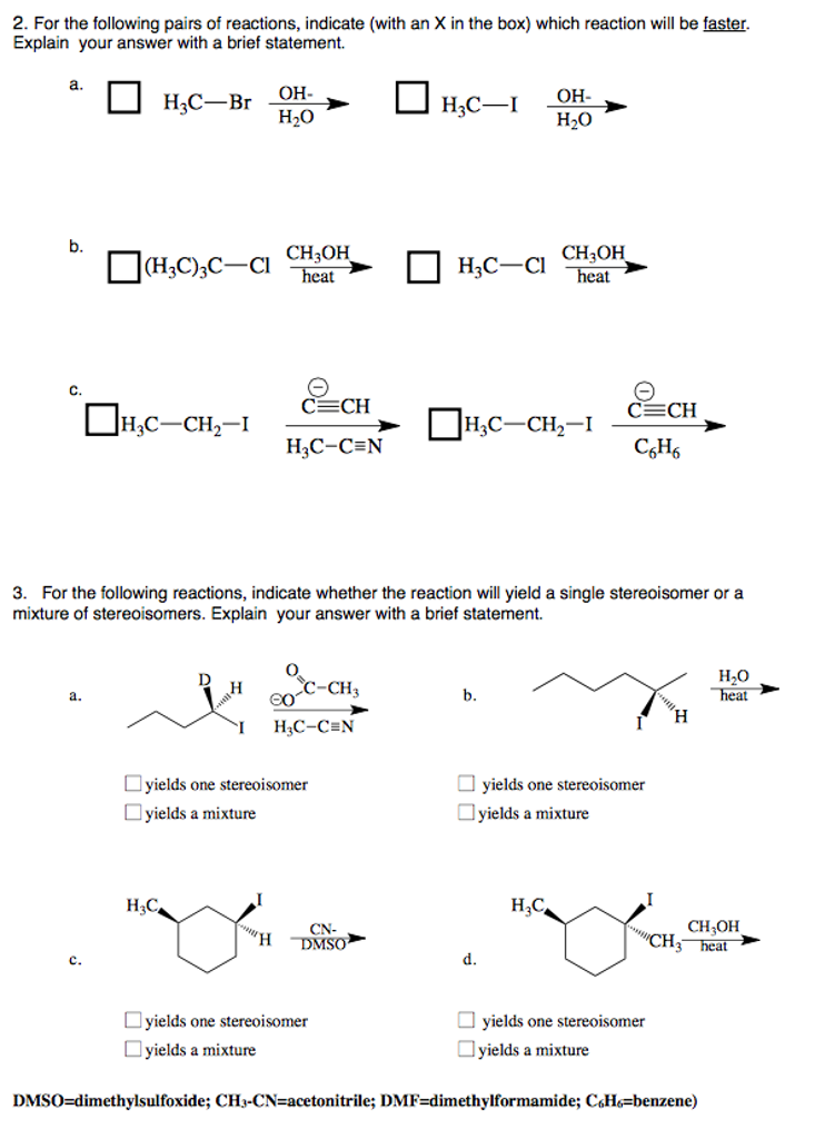 Solved For the following pairs of reactions, indicate (with | Chegg.com