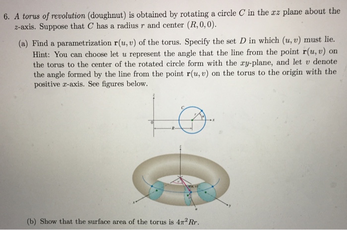 Solved A torus of revolution (doughnut) is obtained by | Chegg.com