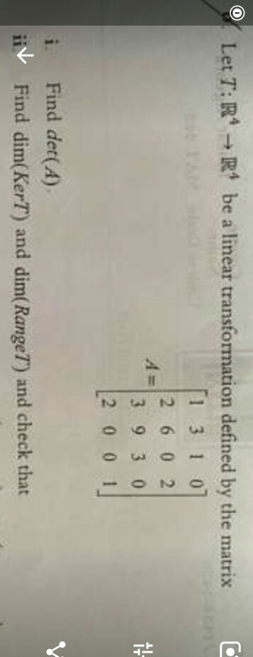 Solved 0 Let T: R4 ? R4 be a linear transformation defined | Chegg.com
