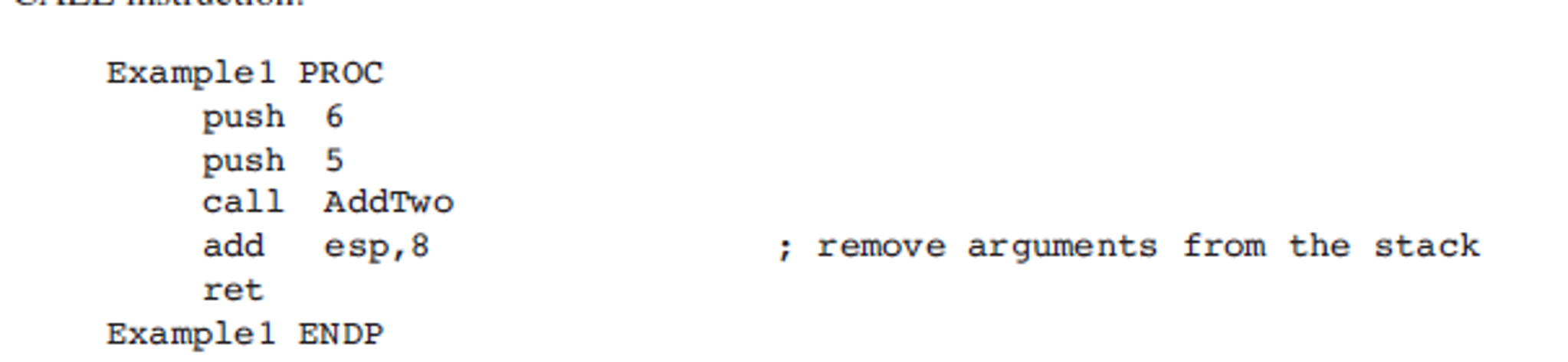 Why "add esp, 8" this operation remove arguments from | Chegg.com