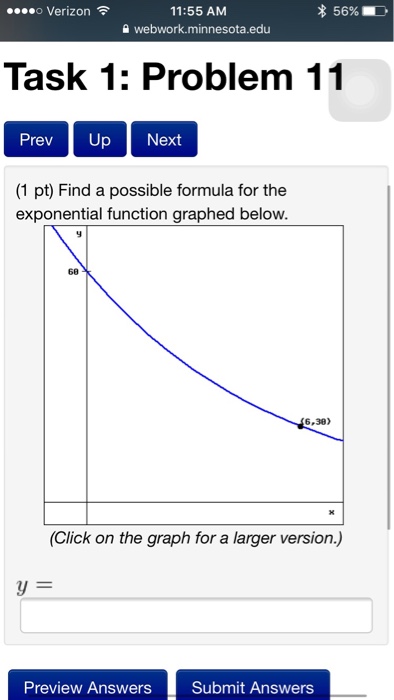 Solved Find a possible formula for the exponential function | Chegg.com