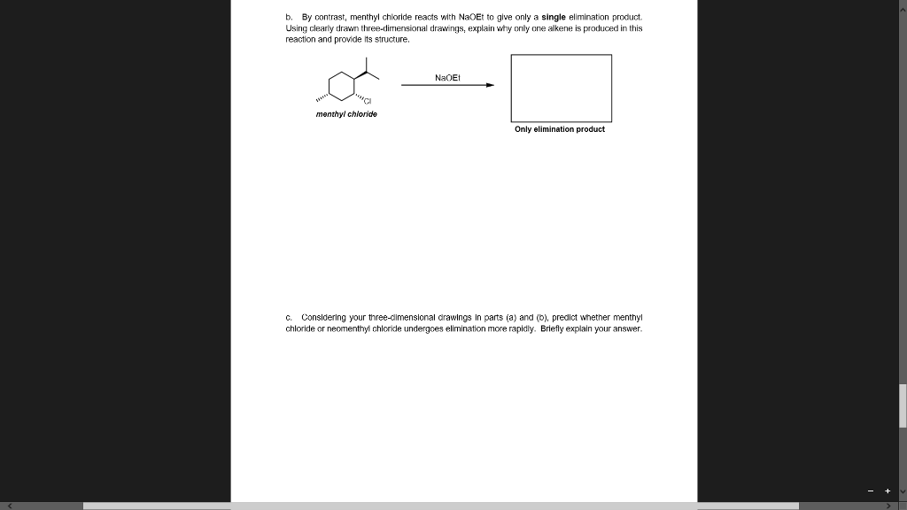 Solved b. By contrast, menthyl chlorlde reacts wth NaOEt to | Chegg.com