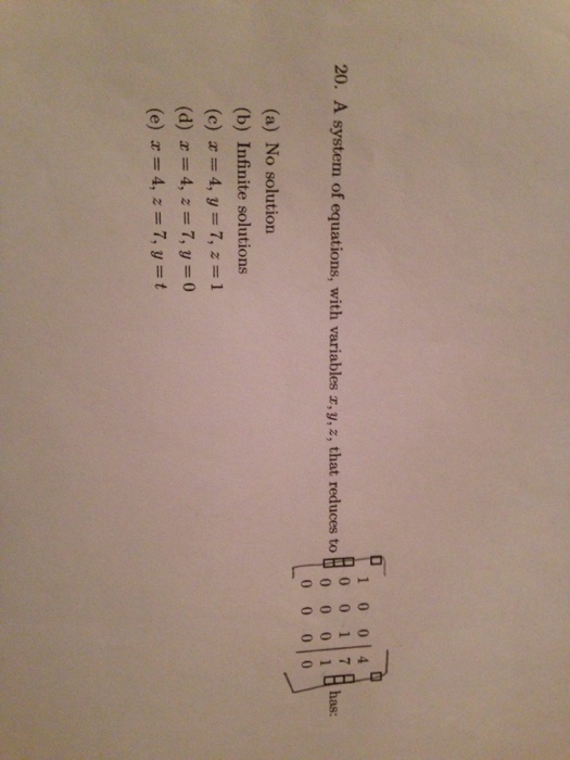 Solved A System Of Equations With Variables X Y Z That