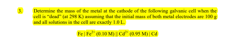 Solved Determine the mass of the metal at the cathode of the | Chegg.com