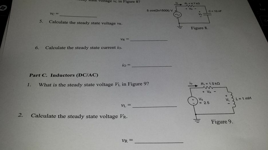 Solved Calculate the steady state voltage vR. vR = | Chegg.com