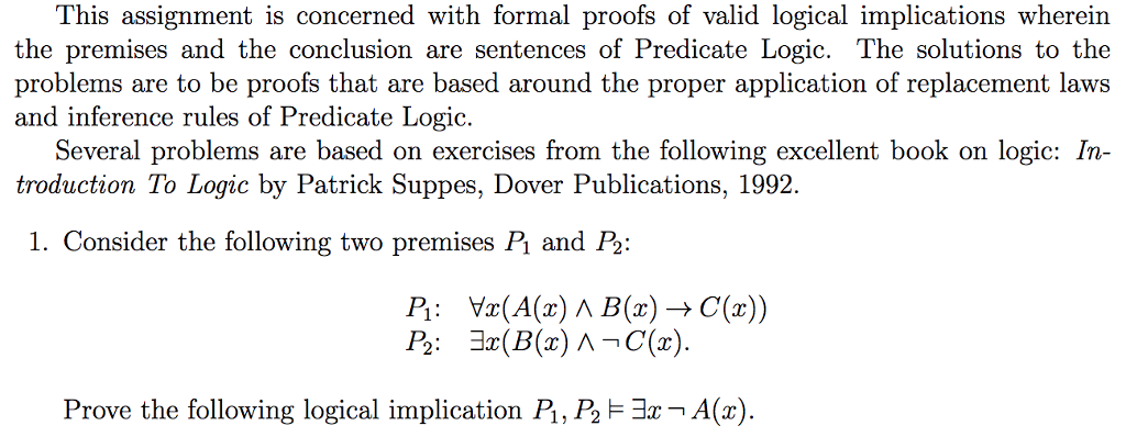 Solved This assignment is concerned with formal proofs of | Chegg.com