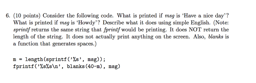 Solved Consider the following code. What is printed if msg | Chegg.com