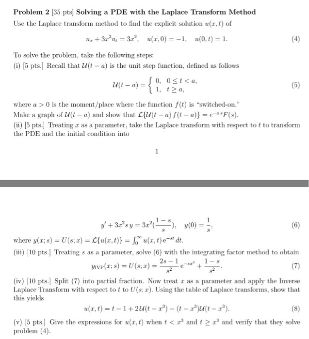 Solved Problem 2 35 pts] Solving a PDE with the Laplace | Chegg.com