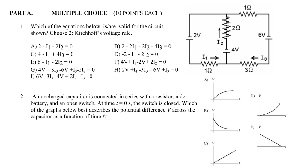 Solved 12 PART A MULTIPLE CHOICE (10 POINTS EACH) 1. Which | Chegg.com