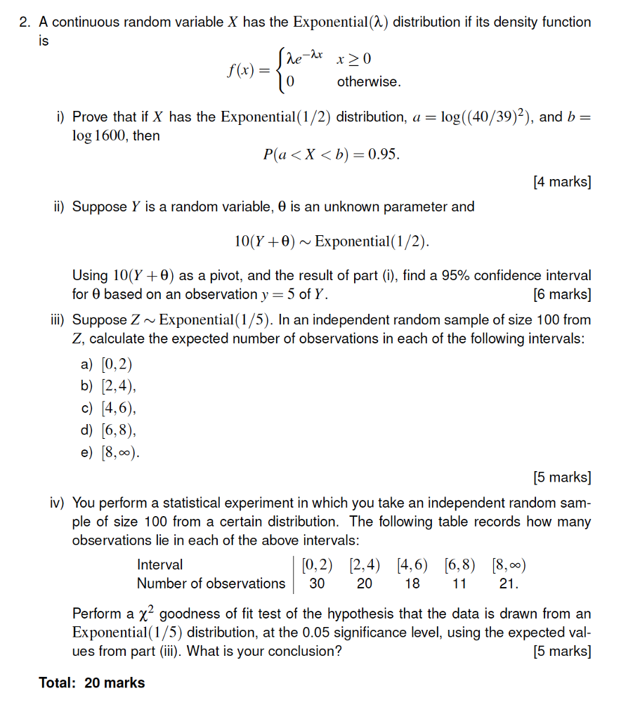 Solved 2. A continuous random variable X has the | Chegg.com