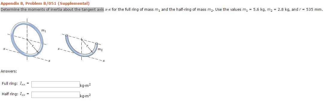 Solved Determine the moments of inertia about the tangent | Chegg.com