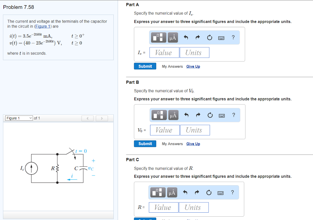 Solved Part A Problem 7.58 Specify the numerical value of I | Chegg.com