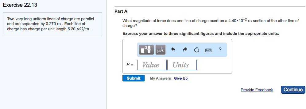 Solved Exercise 22.13 Part A Two very long uniform lines of | Chegg.com