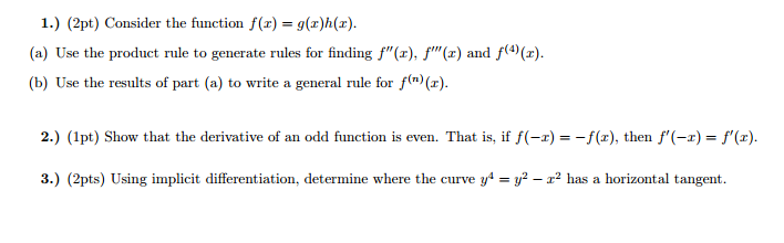 Solved Consider the function f(x) = g(x)h(x). Use the | Chegg.com