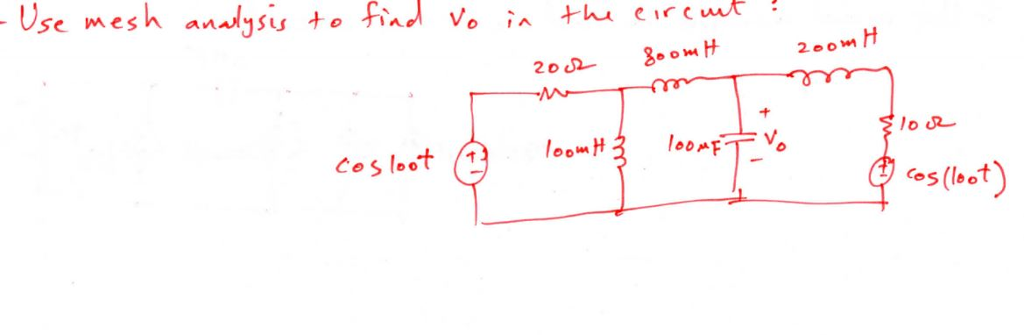 Solved Use mesh analysis to find v_o in the circuit: | Chegg.com