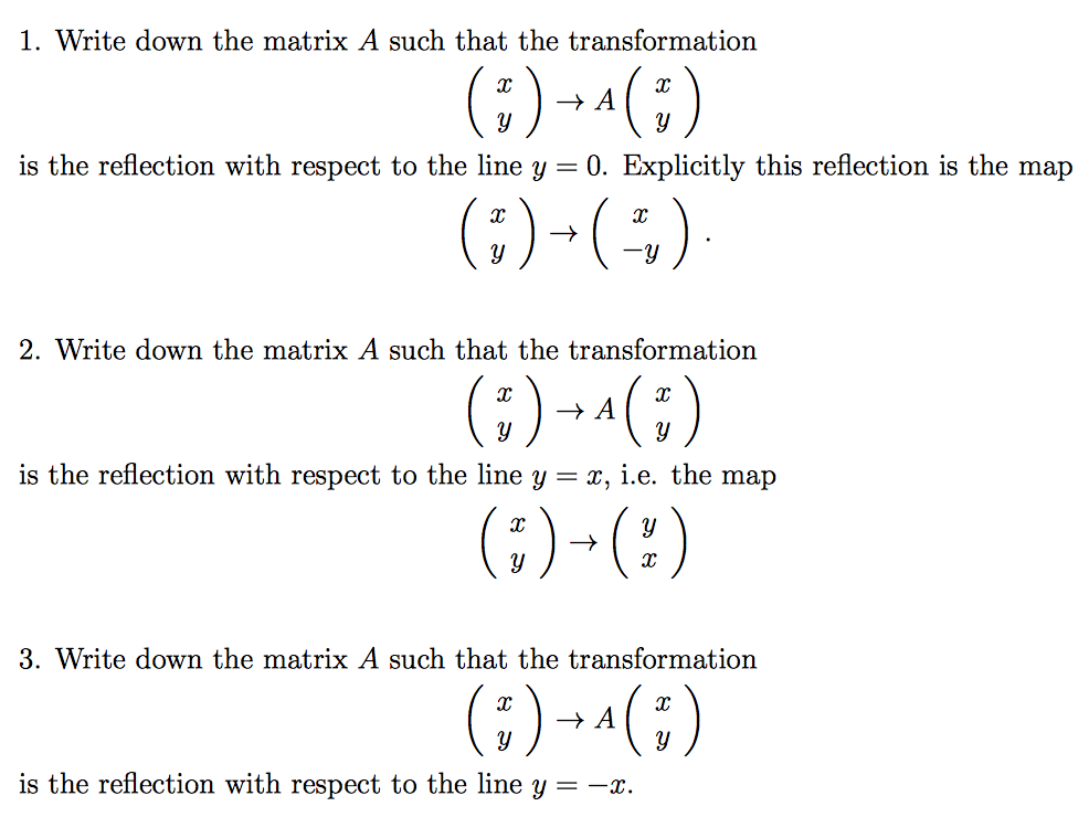 Solved 1. Write down the matrix A such that the | Chegg.com