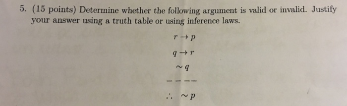 Solved Determine whether the following argument is valid or | Chegg.com