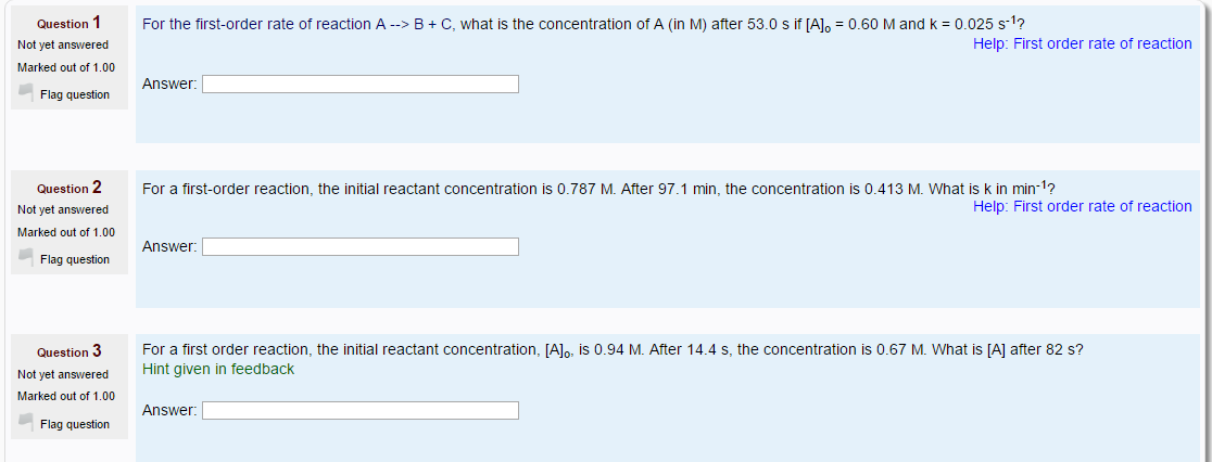 Solved For the first-order rate of reaction A rightarrow B + | Chegg.com