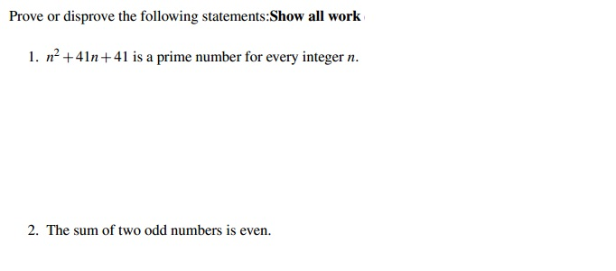 Solved Prove or disprove the following statements: Show all | Chegg.com