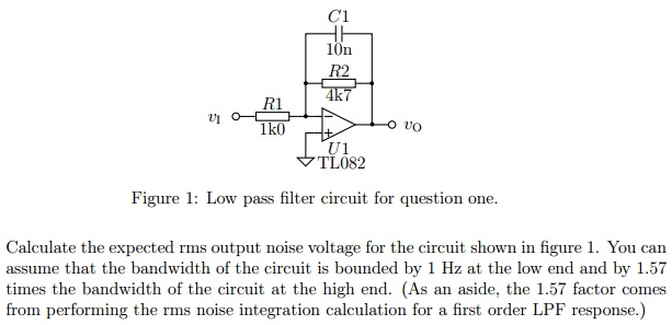 Figure 1: Low pass filter circuit for question one. | Chegg.com
