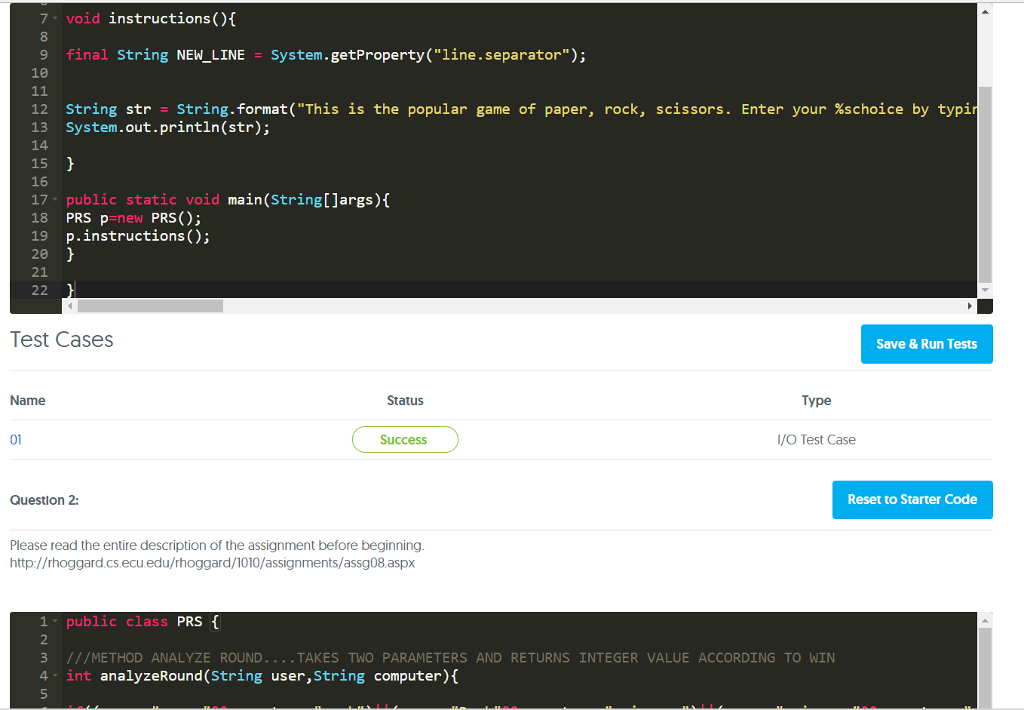 Solved import java.util. public class PRS [ public static | Chegg.com