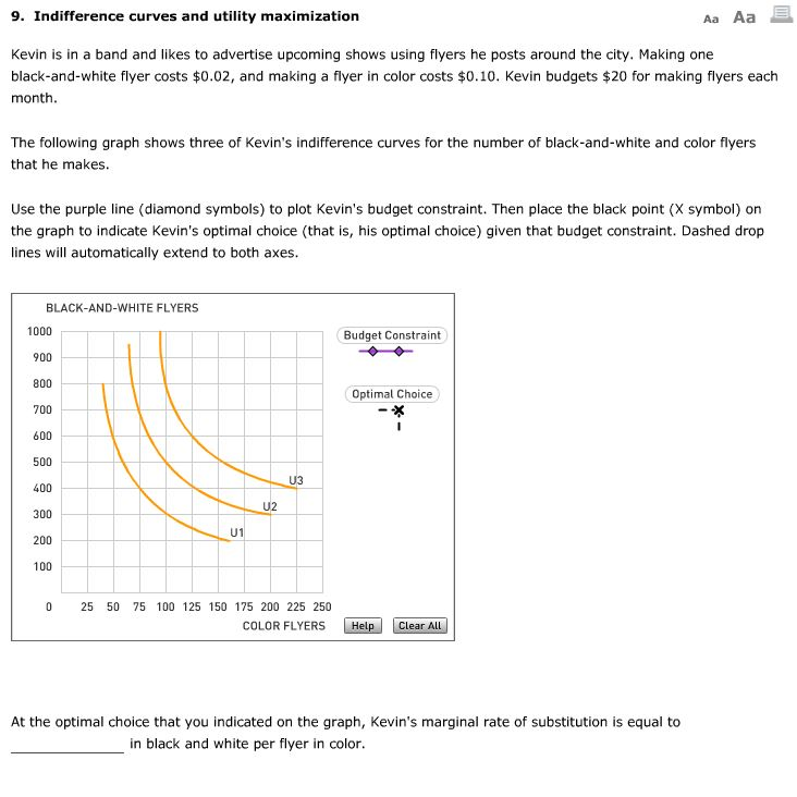 Solved 9. Indifference curves and utility maximization Aa Aa | Chegg.com